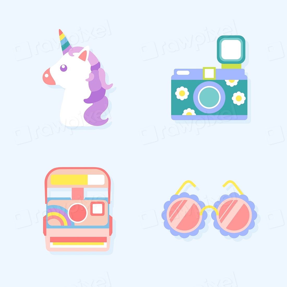 Cute sticker collection vector | Free Vector - rawpixel