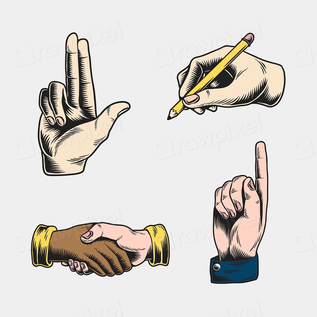 Cool hand gesture symbol set | Premium Vector - rawpixel