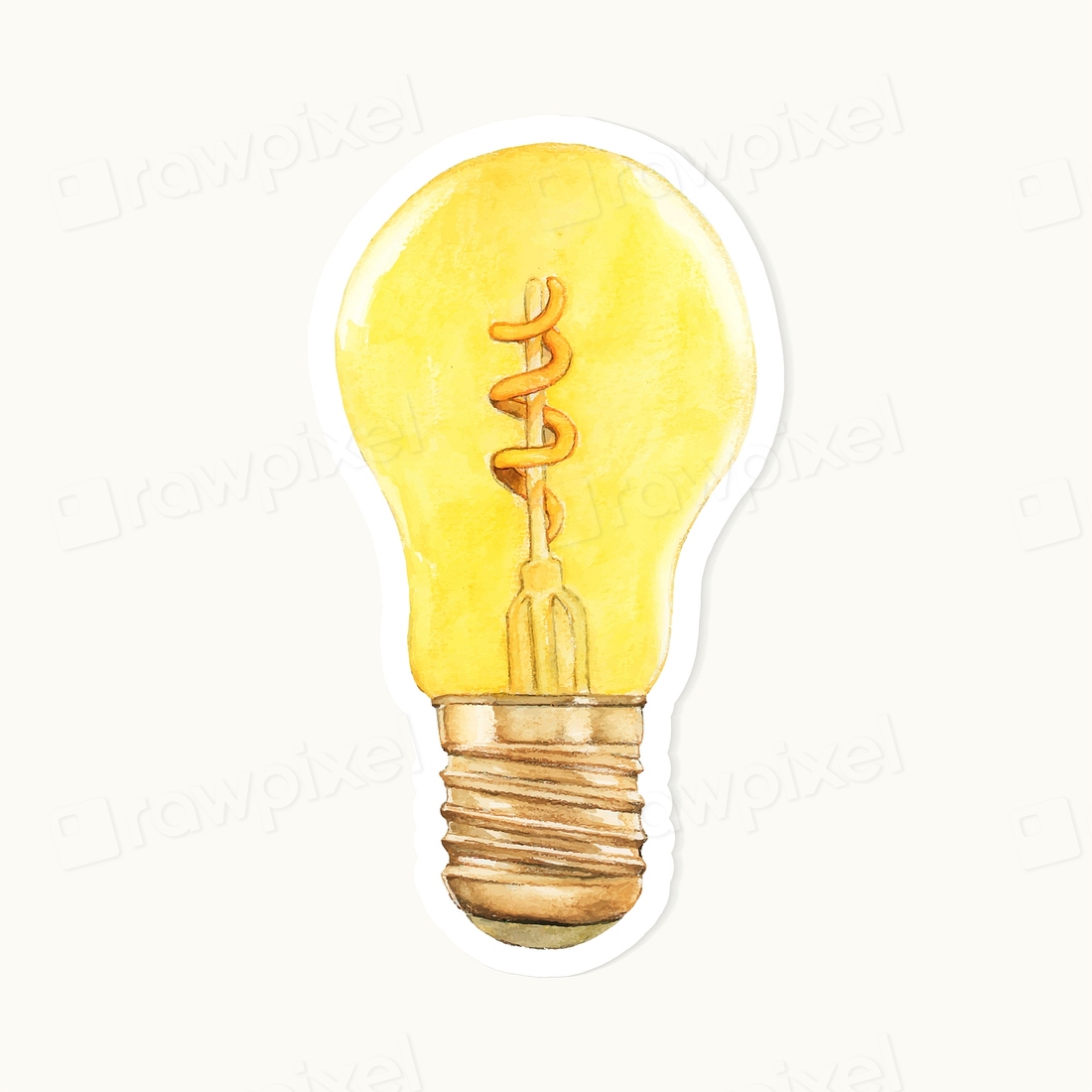 Hand drawn yellow light bulb | Premium Vector - rawpixel