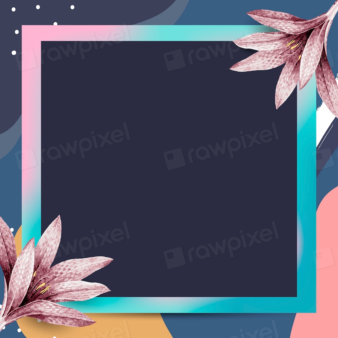Colorful square leafy Memphis frame | Premium Vector - rawpixel
