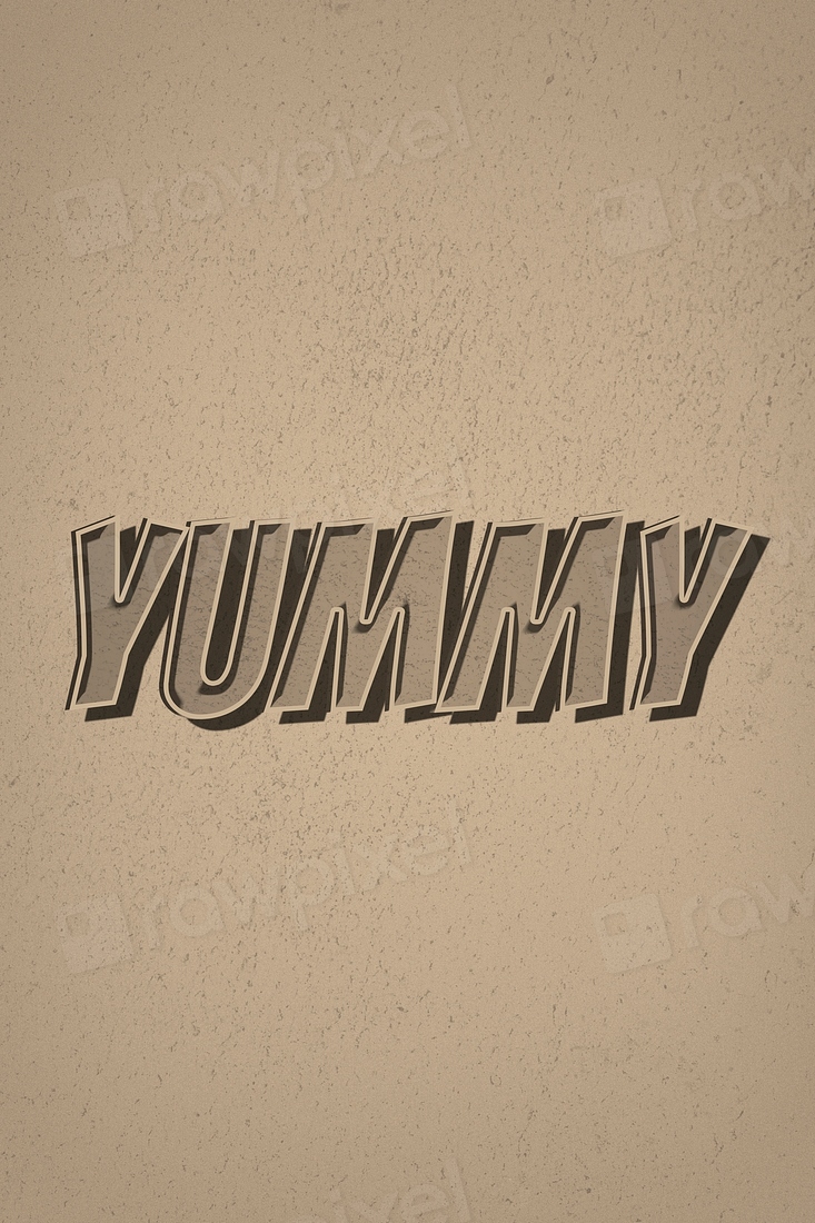 Yummy word retro typography beige | Free Photo - rawpixel