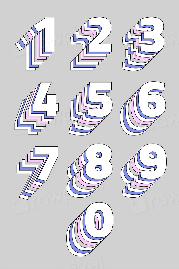 Layered pastel number set vector | Premium Vector - rawpixel