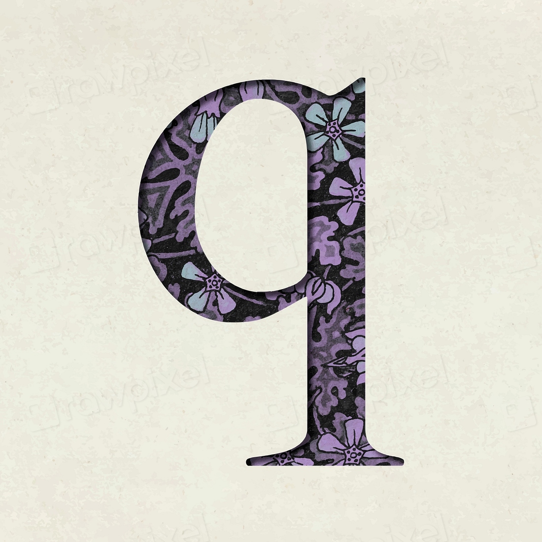Vintage floral purple lowercase letter | Premium Vector - rawpixel