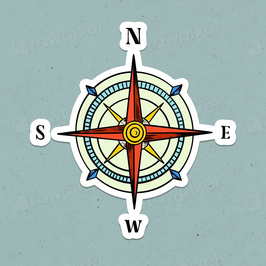 Classic compass sticker white border | Premium PSD - rawpixel