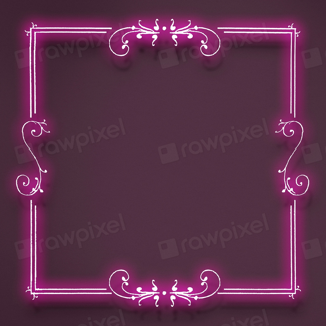 Neon pink filigree frame border | Premium PSD - rawpixel