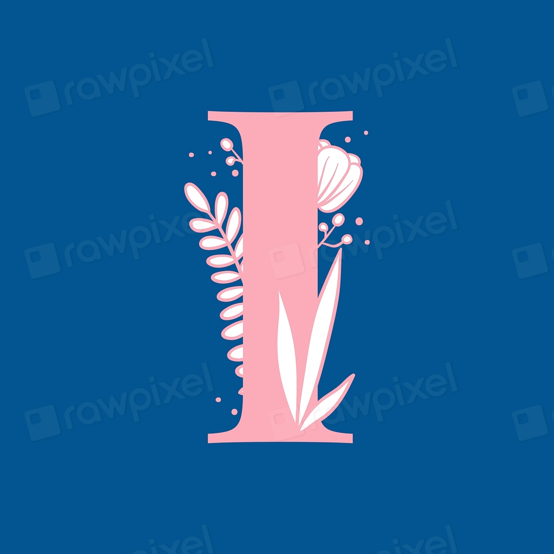 Letter I floral alphabet typography | Premium PSD - rawpixel