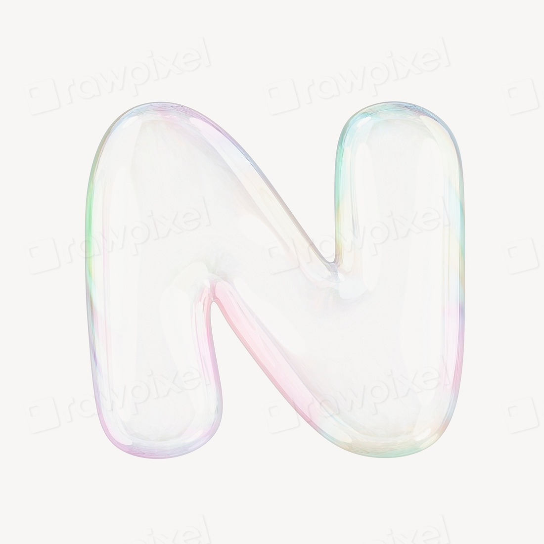 N letter, 3D transparent holographic | Premium PSD - rawpixel