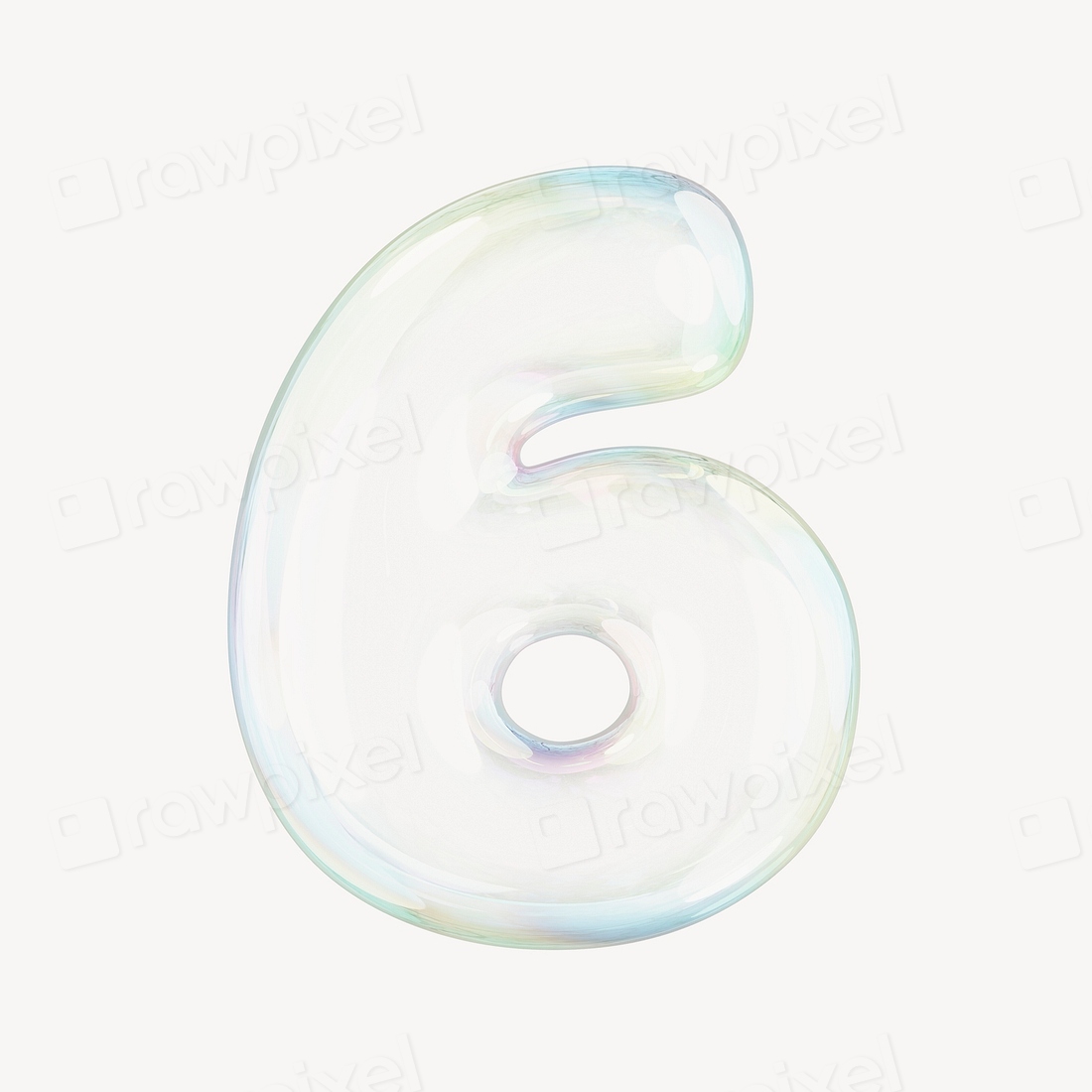 6 number six, 3D transparent | Premium PSD - rawpixel