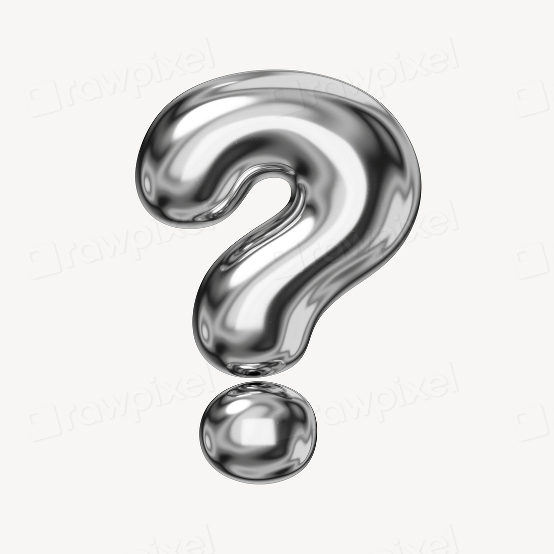 Question mark symbol, 3D chrome | Premium PSD - rawpixel