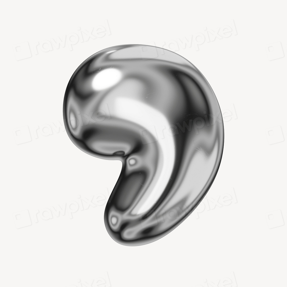 Apostrophe mark, 3D chrome metallic | Premium PSD - rawpixel