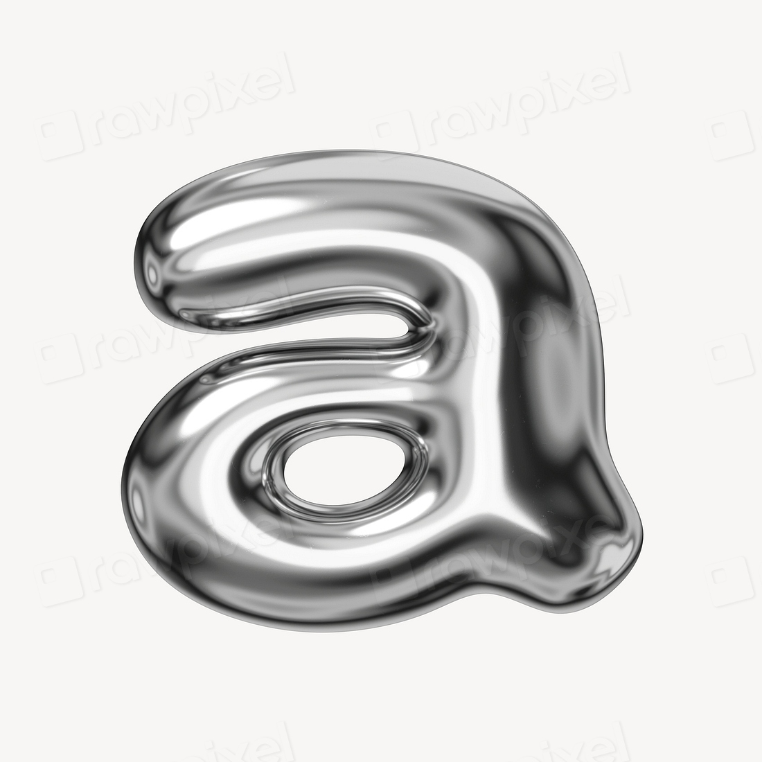 alphabet, 3D chrome metallic balloon | Premium PSD - rawpixel