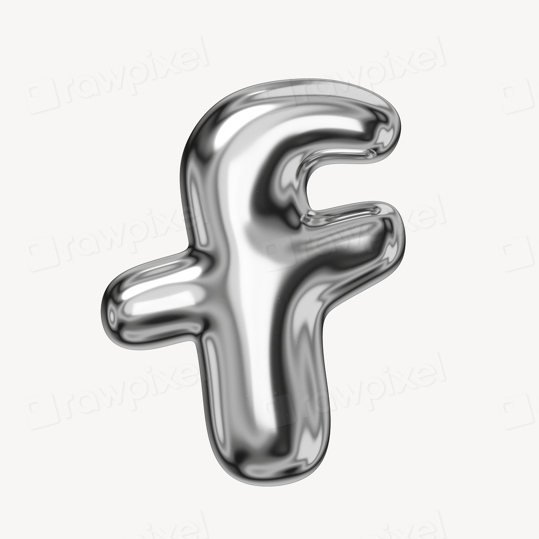 f alphabet, 3D chrome metallic | Premium PSD - rawpixel