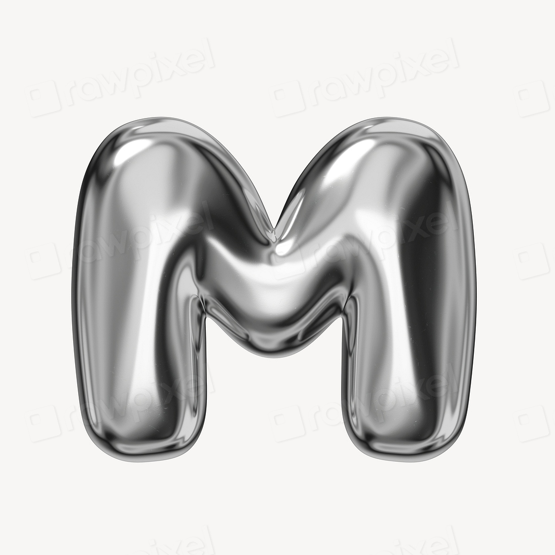 M alphabet, 3D chrome metallic | Premium PSD - rawpixel