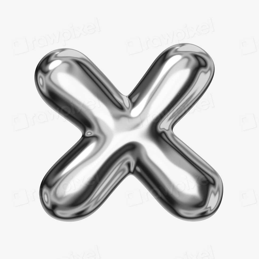 X alphabet, 3D chrome metallic | Premium PSD - rawpixel