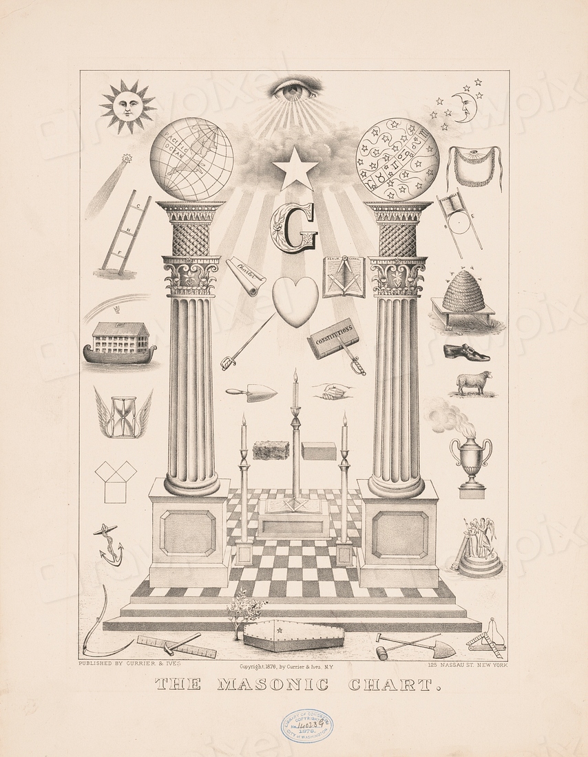masonic chart, Currier & Ives. | Free Photo - rawpixel