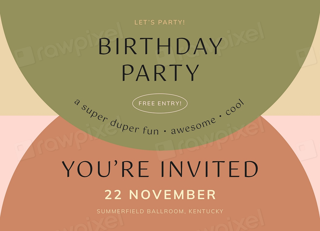 Birthday party invitation card template, | Premium PSD Template - rawpixel