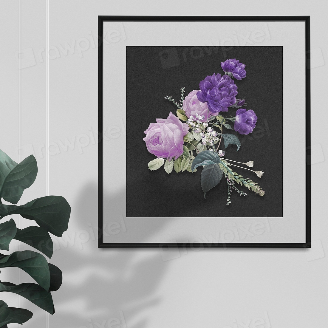 Purple roses psd frame hanging | Premium PSD Mockup - rawpixel