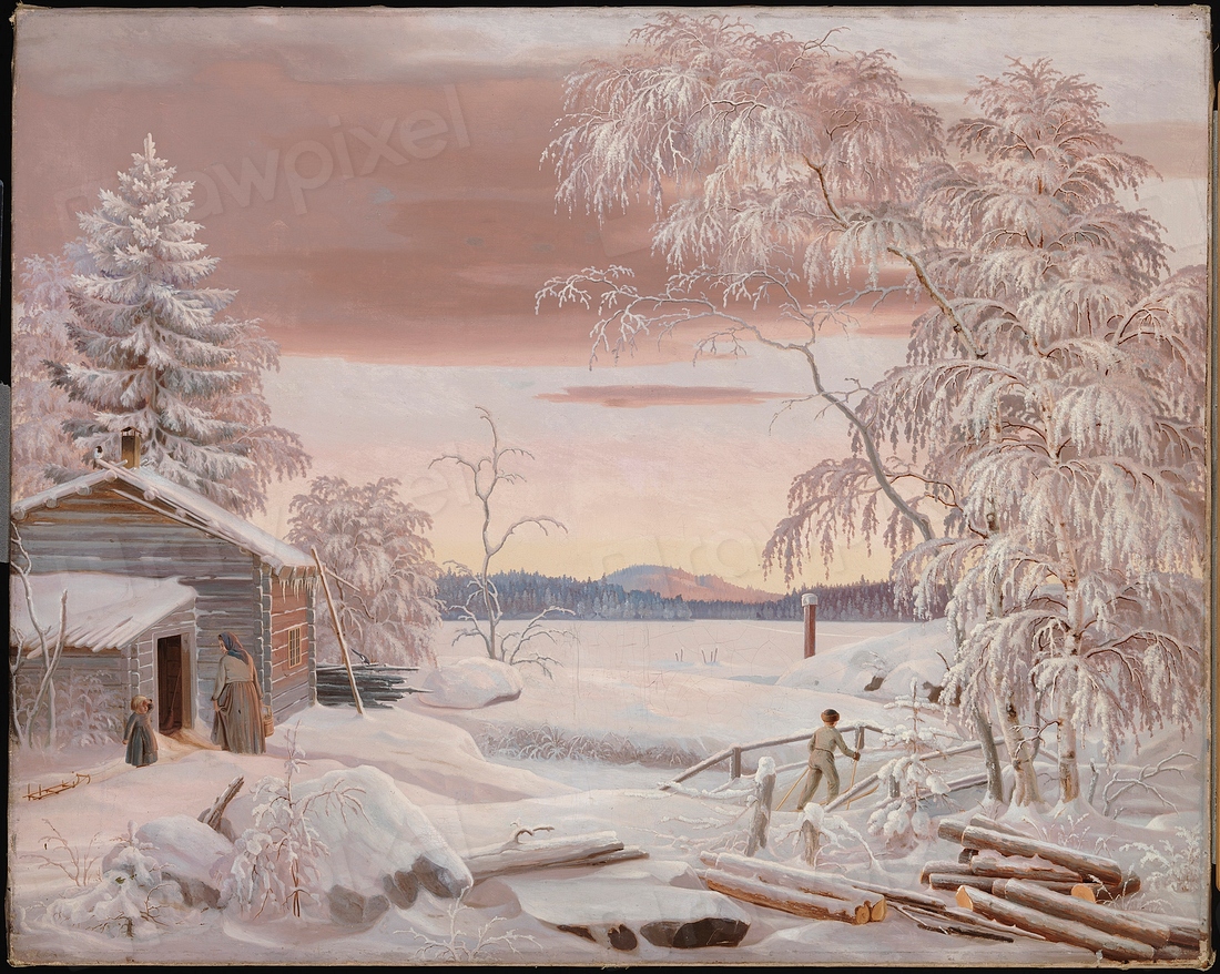 Winter sunset savo province, 1848 | Free Photo Illustration - rawpixel