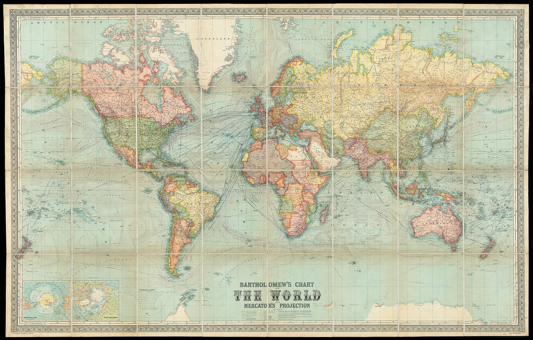 Bartholomew's chart world Mercator's projection | Free Photo - rawpixel