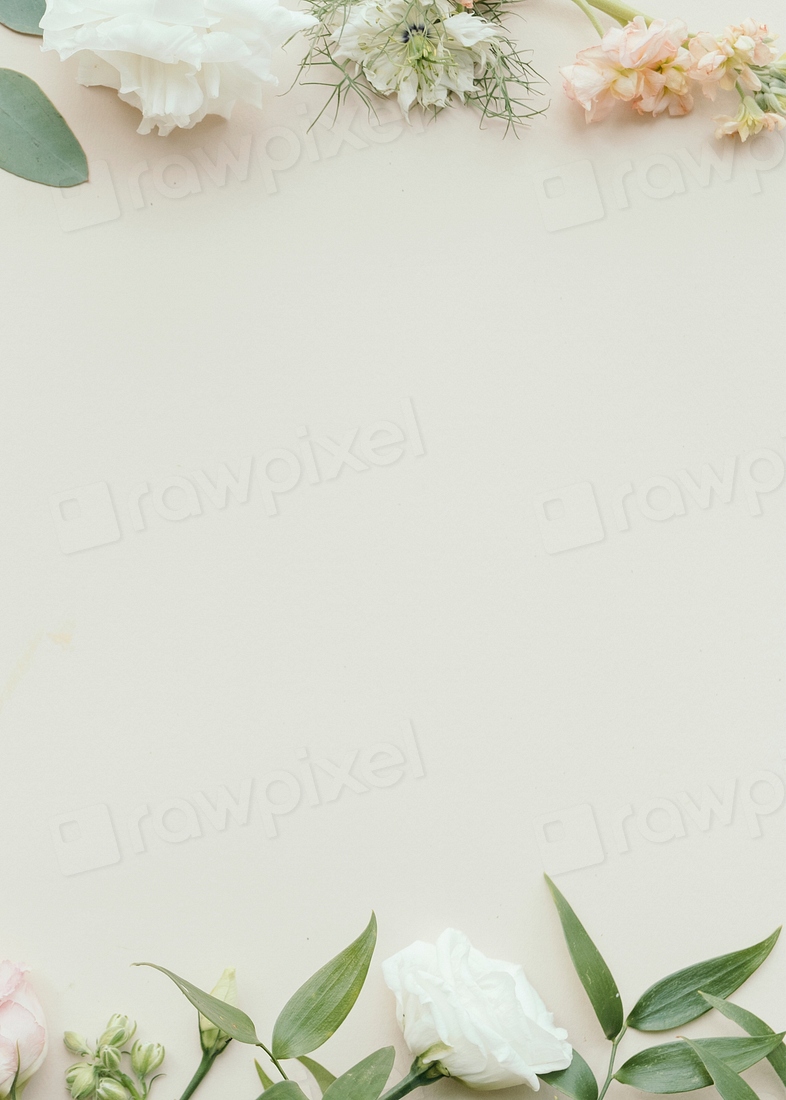 Beige flower border background | Premium Photo - rawpixel