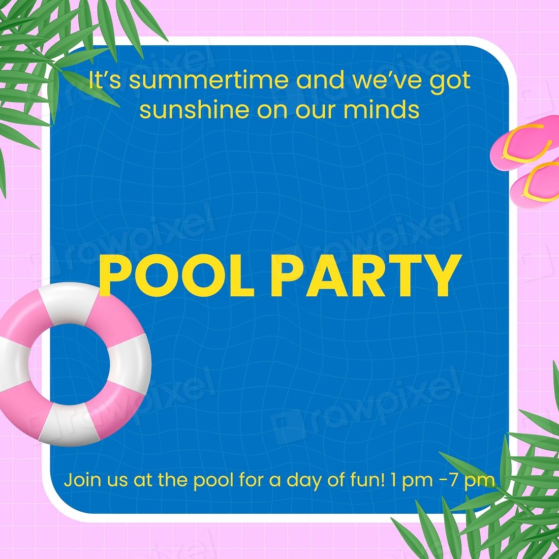 Pool party Instagram ad template, | Premium Vector Template - rawpixel
