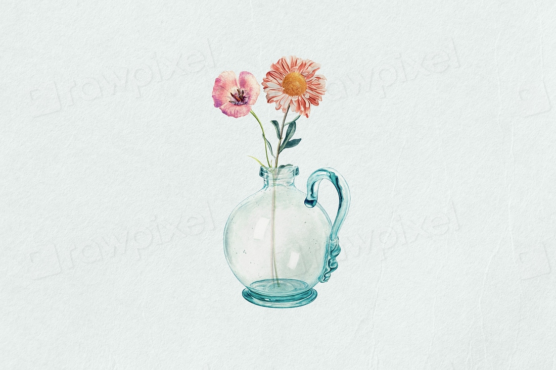 Watercolor flower vase collage element. | Free Photo - rawpixel