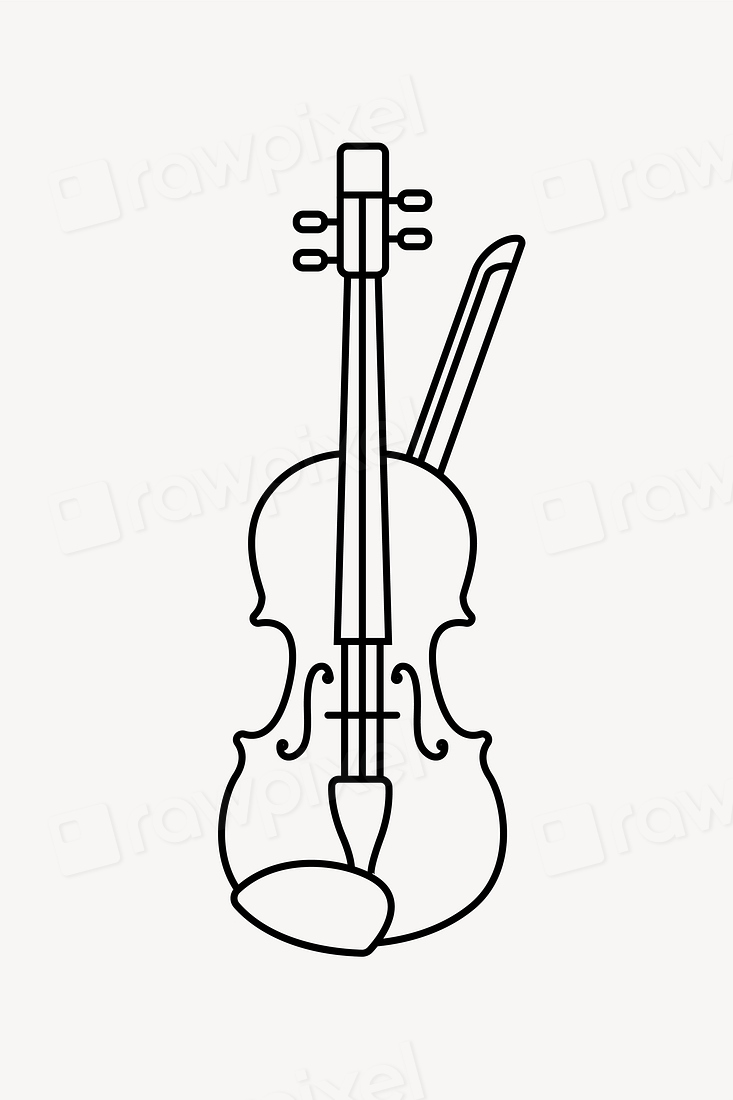 Violin line art collage element | Free Photo Illustration - rawpixel