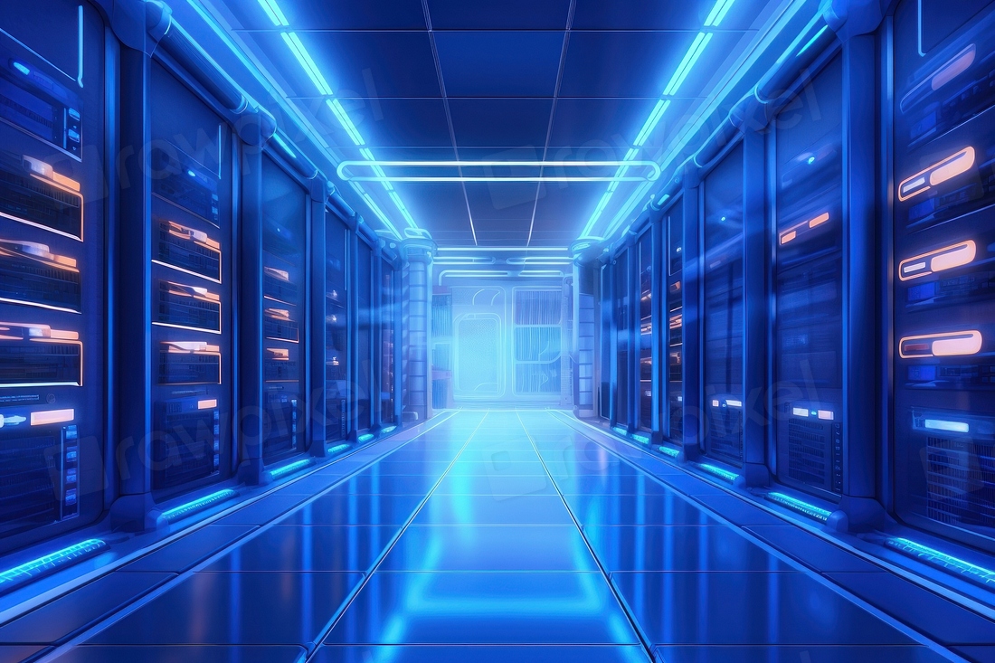 Server backgrounds computer blue. AI | Premium Photo Illustration ...