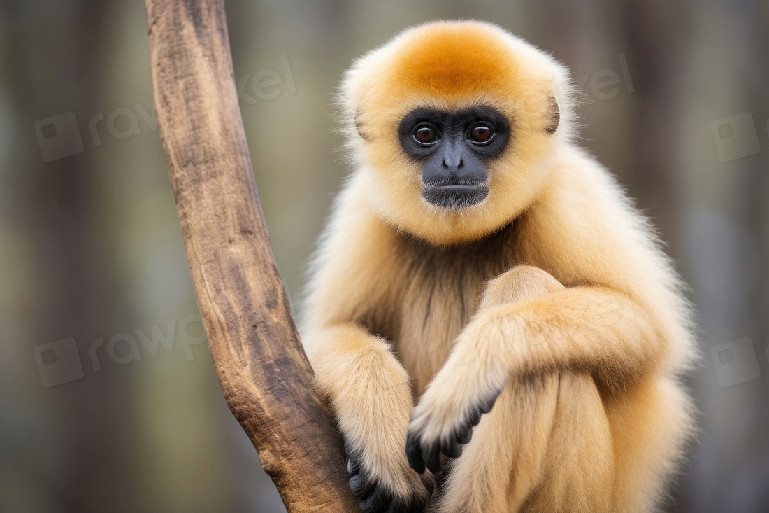 Monkey wildlife gibbon animal. AI | Free Photo - rawpixel