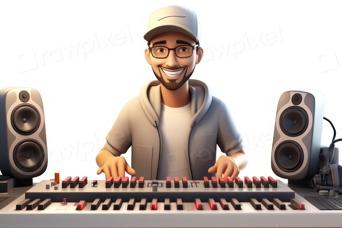 Keyboard musician smiling mixing. | Premium Photo Illustration - rawpixel