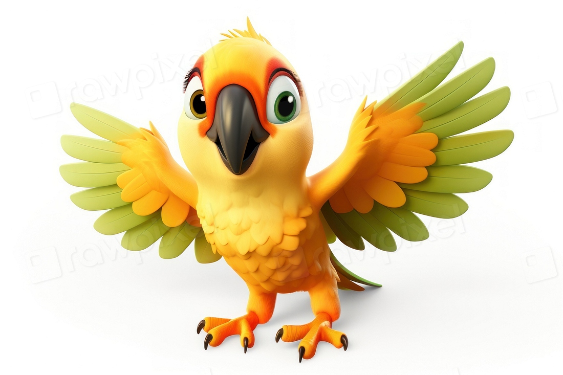 Sun conure cartoon animal parrot. | Premium Photo Illustration - rawpixel