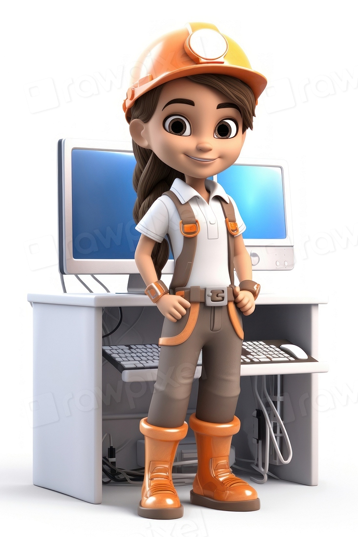 Computer technician cartoon hardhat. | Premium Photo Illustration ...
