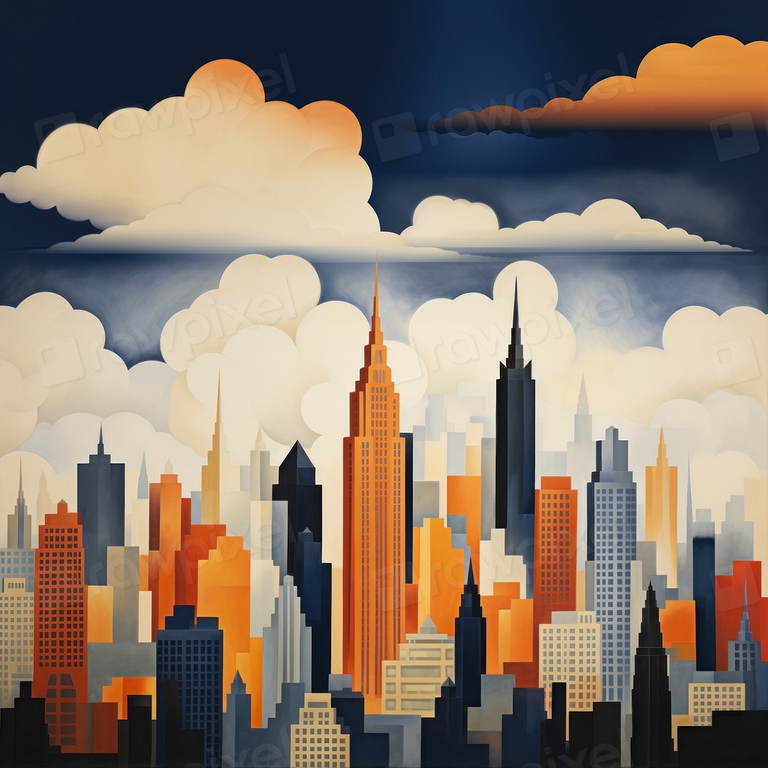 NYC cityscape building art | Premium Photo Illustration - rawpixel