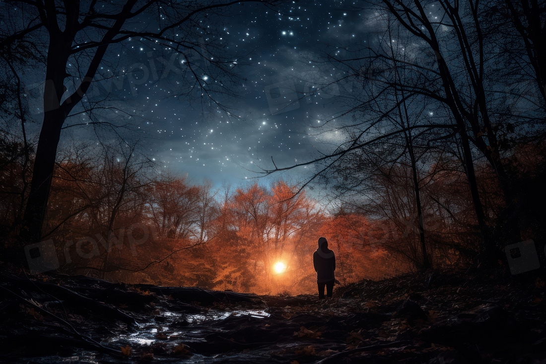 Night light tree sky. | Free Photo - rawpixel