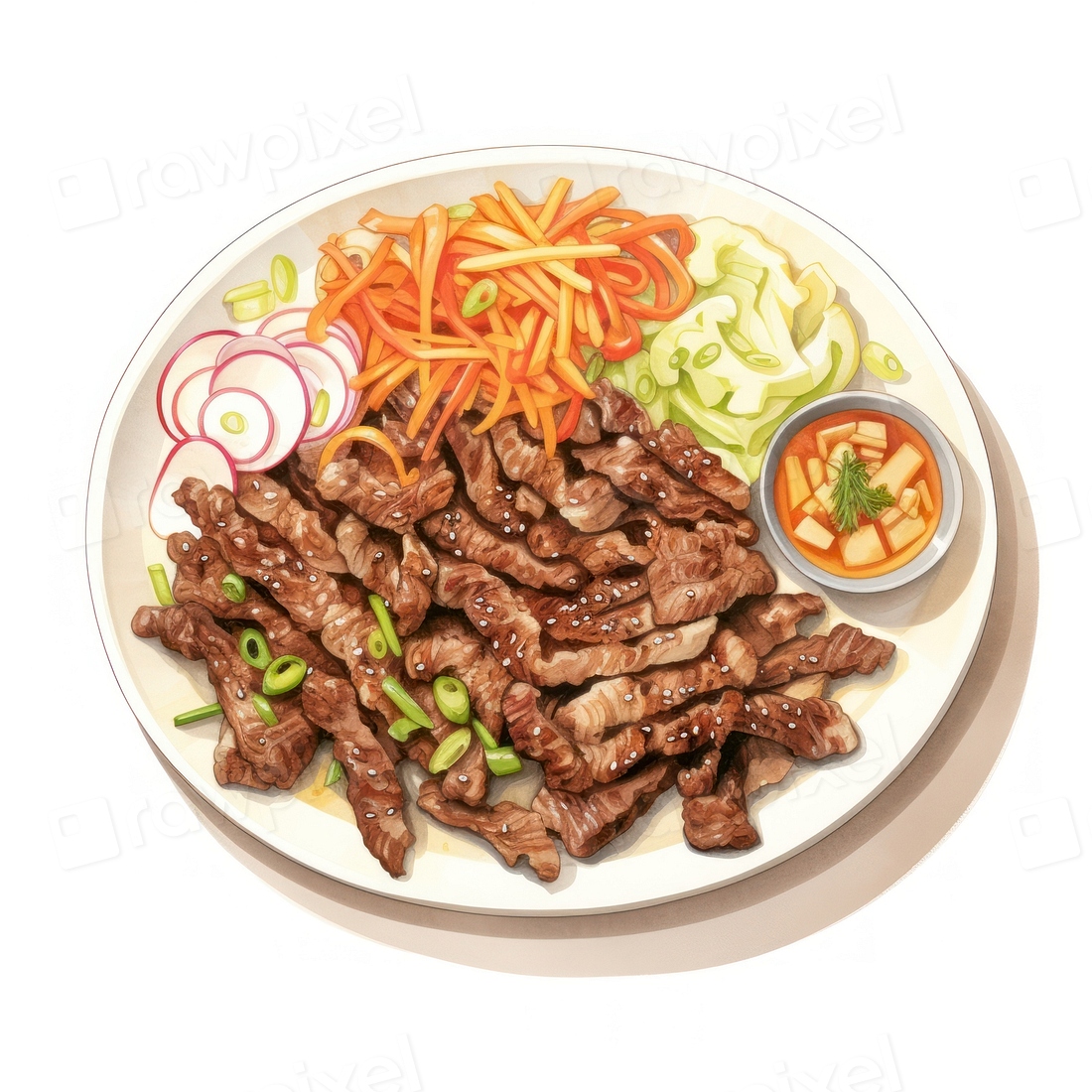 Bulgogi food illustration bulgogi steak | Premium Photo Illustration ...