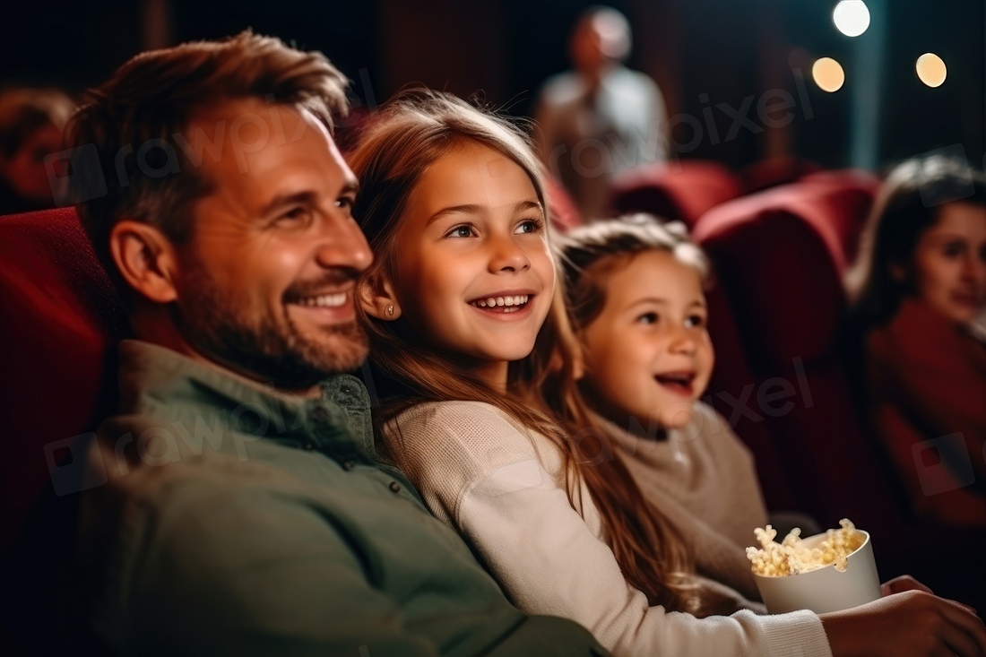 Popcorn family adult movie. AI | Free Photo - rawpixel