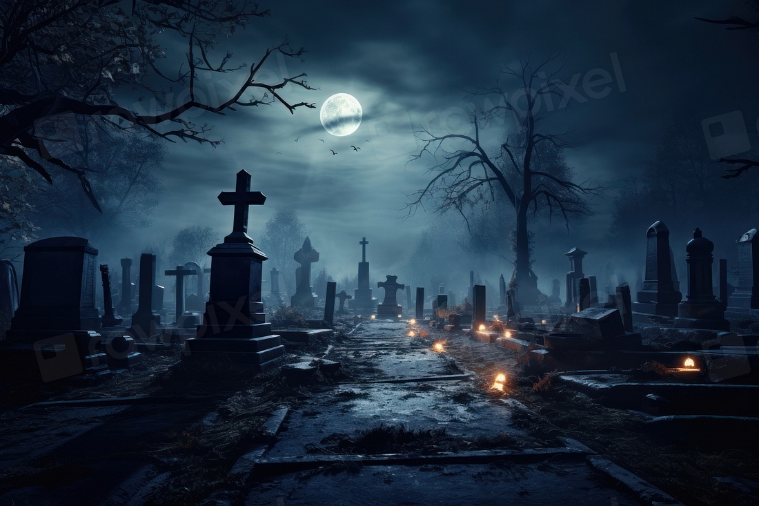 Cemetery night moon outdoors | Free Photo - rawpixel
