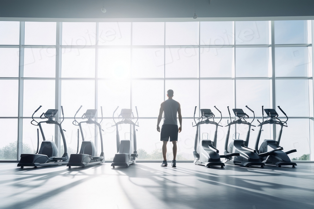 Gym treadmill standing exercise. AI | Premium Photo - rawpixel