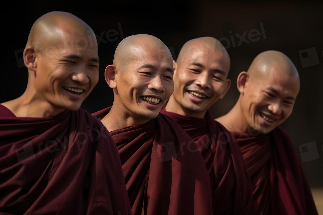 Buddhist monks smile laughing adult. | Free Photo - rawpixel