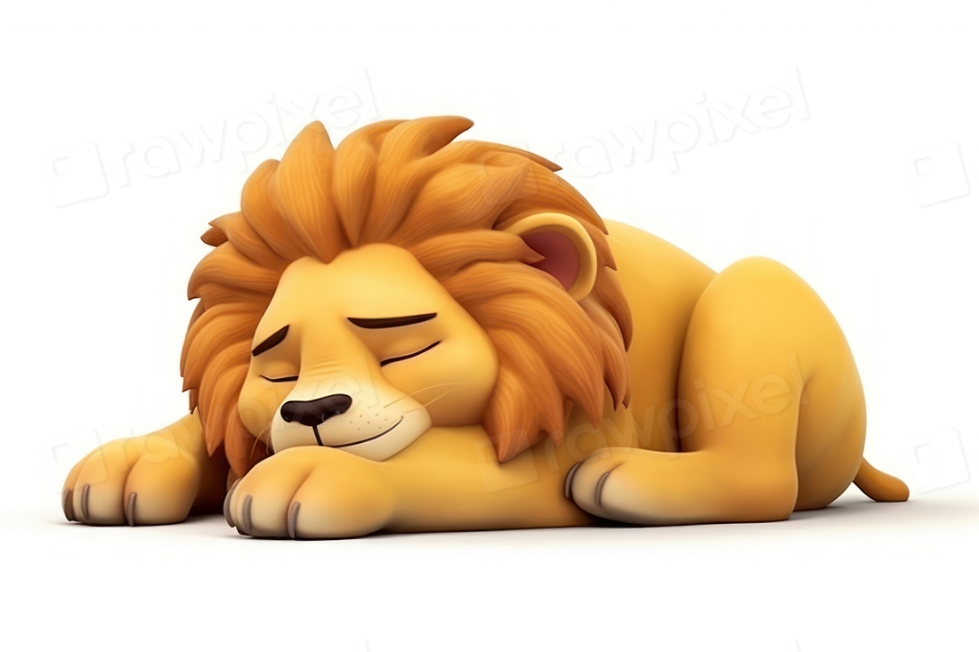 Sleeping lion cartoon mammal animal. | Free Photo Illustration - rawpixel