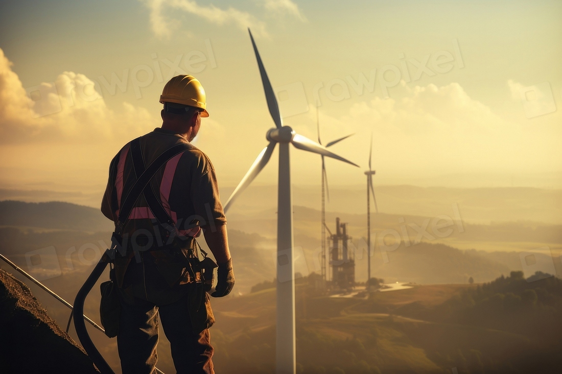 Wind turbine worker windmill outdoors | Free Photo - rawpixel