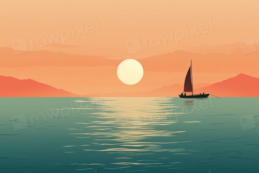 Straight ocean boat silhouette watercraft. | Premium Photo Illustration ...