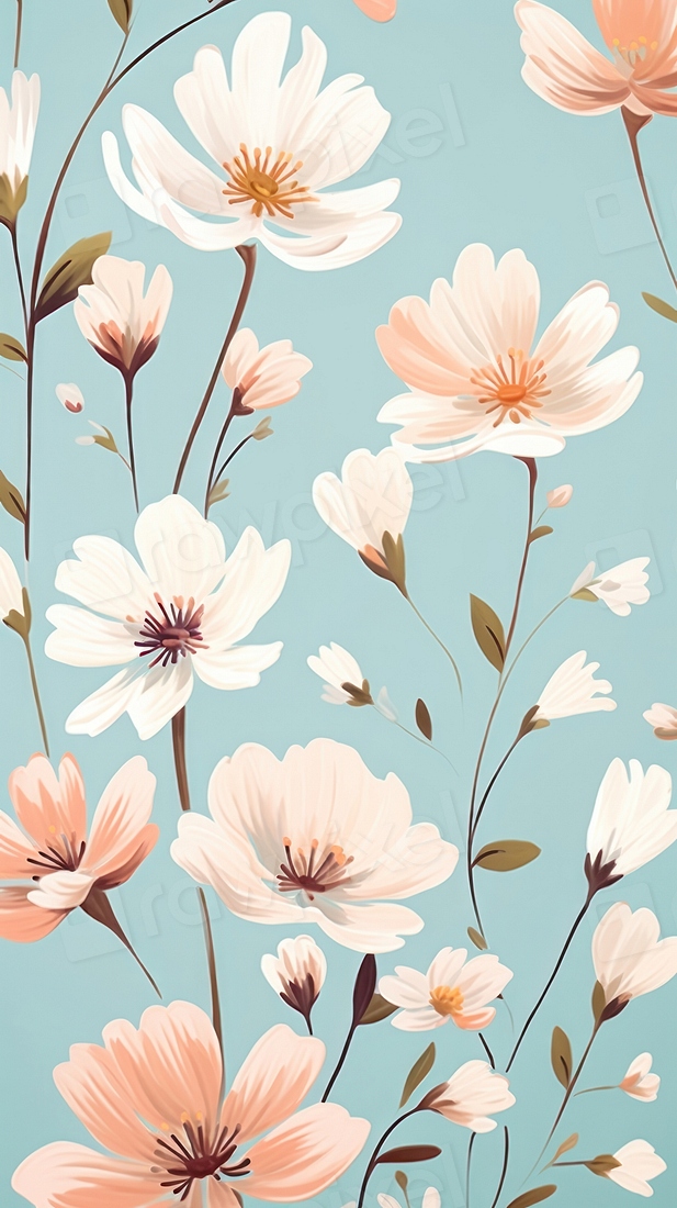 Wallpaper flower blossom pattern. | Free Photo Illustration - rawpixel