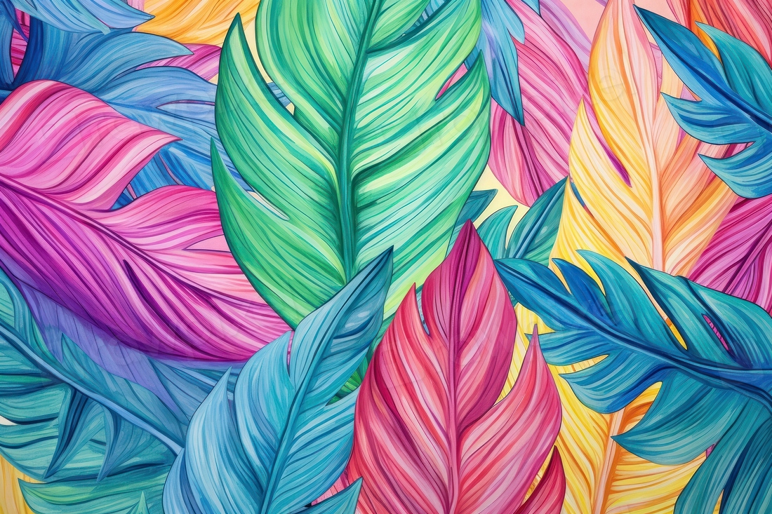 Tropical leaf pattern painting plant. | Premium Photo Illustration ...