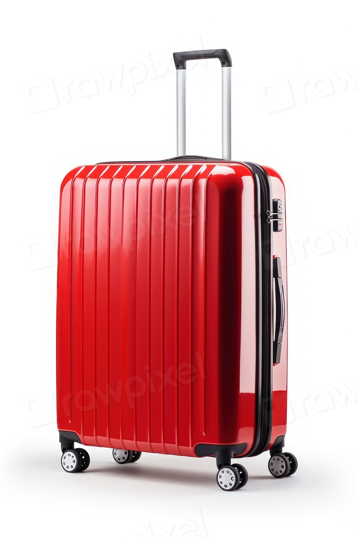 Large suitcase luggage red white | Free Photo - rawpixel