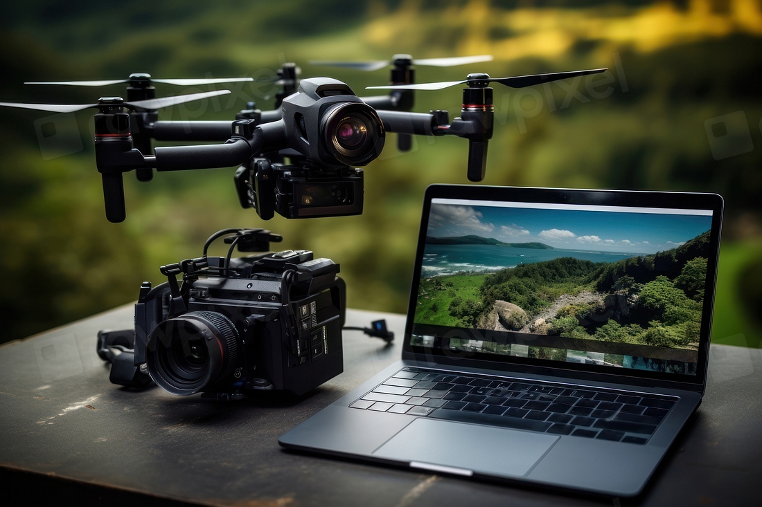 Camera laptop helicopter computer. | Premium Photo - rawpixel