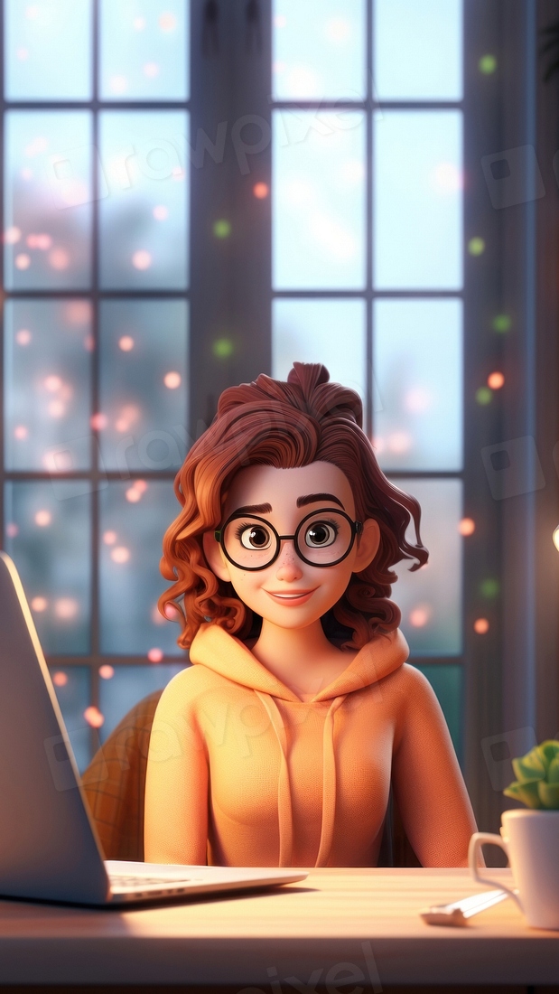 Woman computer cartoon laptop. | Premium Photo Illustration - rawpixel