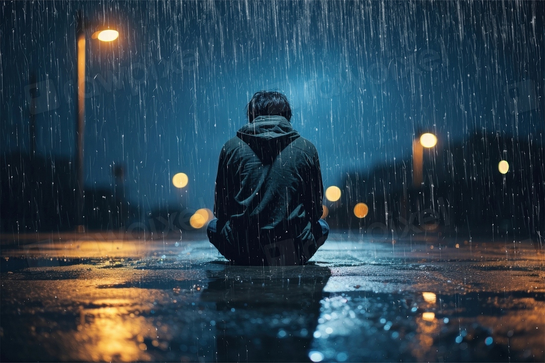 Sad boy with rain effect | Premium Photo - rawpixel