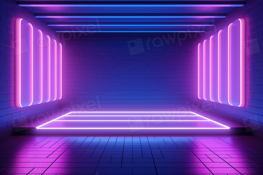 Neon room purple light architecture. | Free Photo Illustration - rawpixel