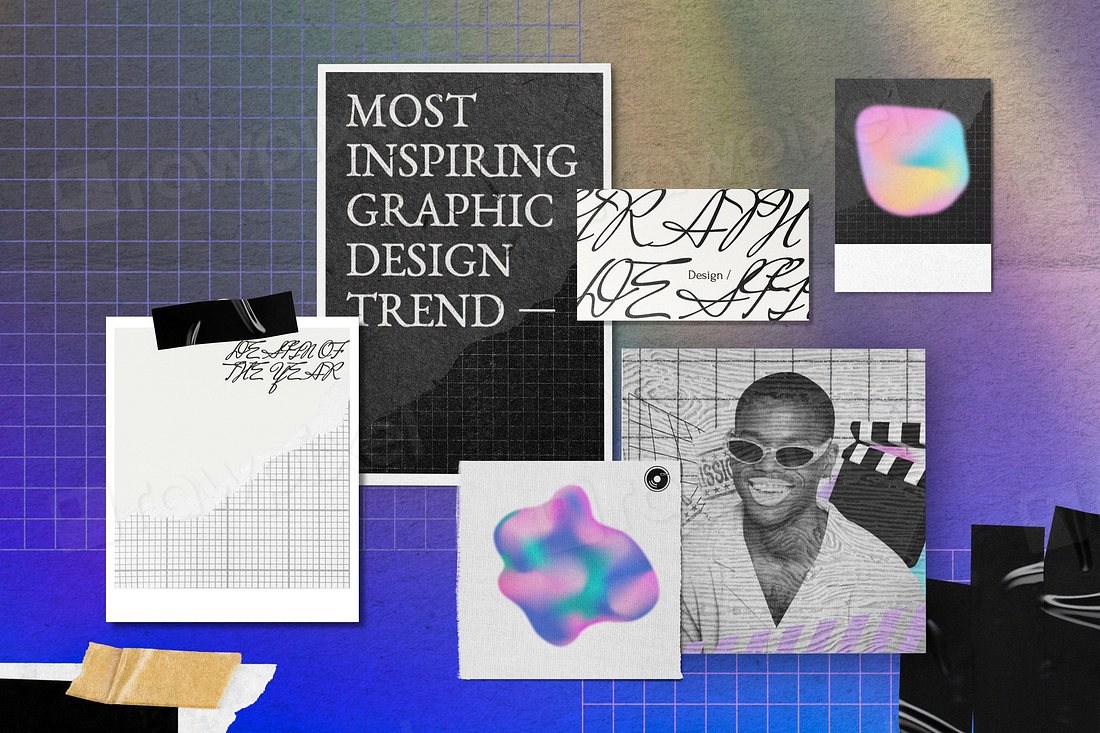 Retro mood board mockup, flat | Premium PSD Mockup - rawpixel